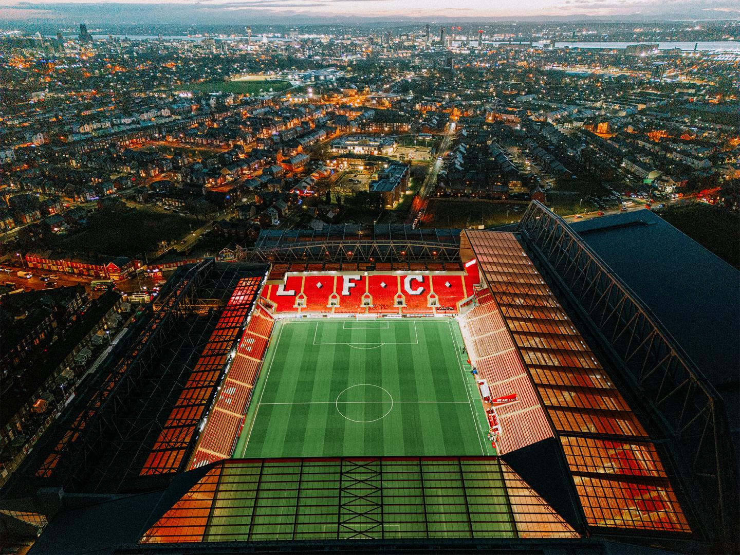 Skyview Of Anfield At Night Anfield From Above 📸