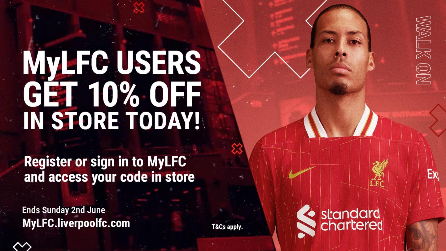 MyLFC users get 10% off in selected LFC stores - Liverpool FC