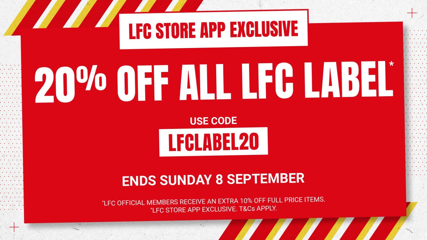 Last chance: Save 20% on LFC Label items today - Liverpool FC Last chance: Save 20% on LFC Label items today - Liverpool FC