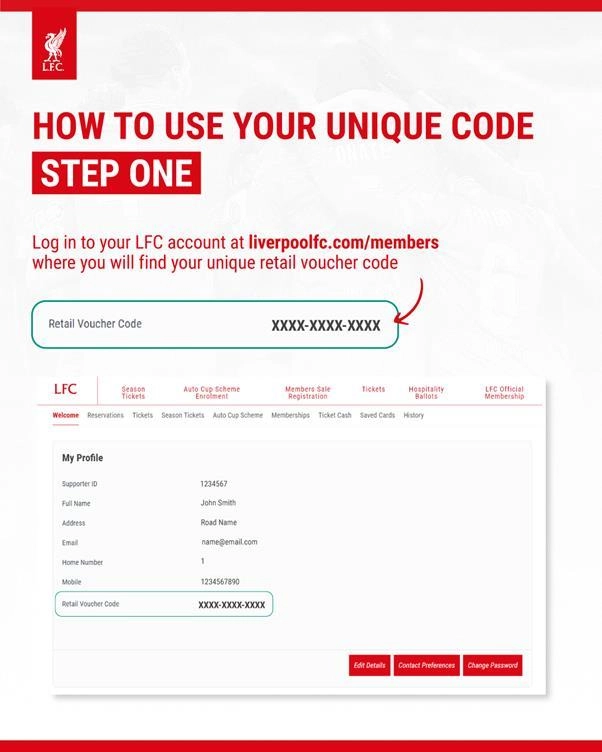 £10 store credit for adult Members and season ticket holders - Liverpool FC