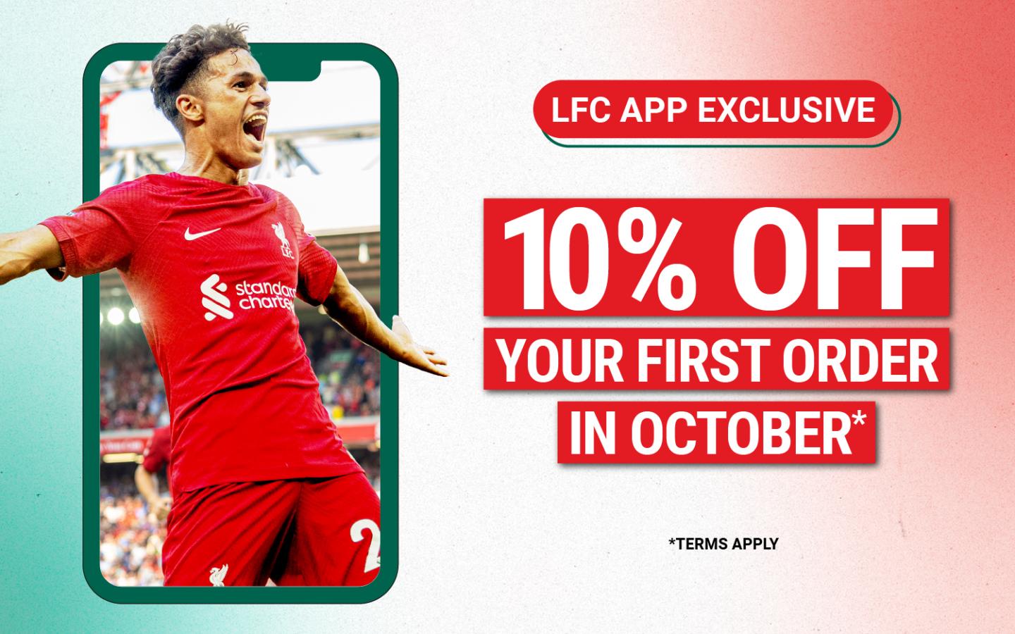 LFC Store app exclusive: 10% off your first order in October - Liverpool FC