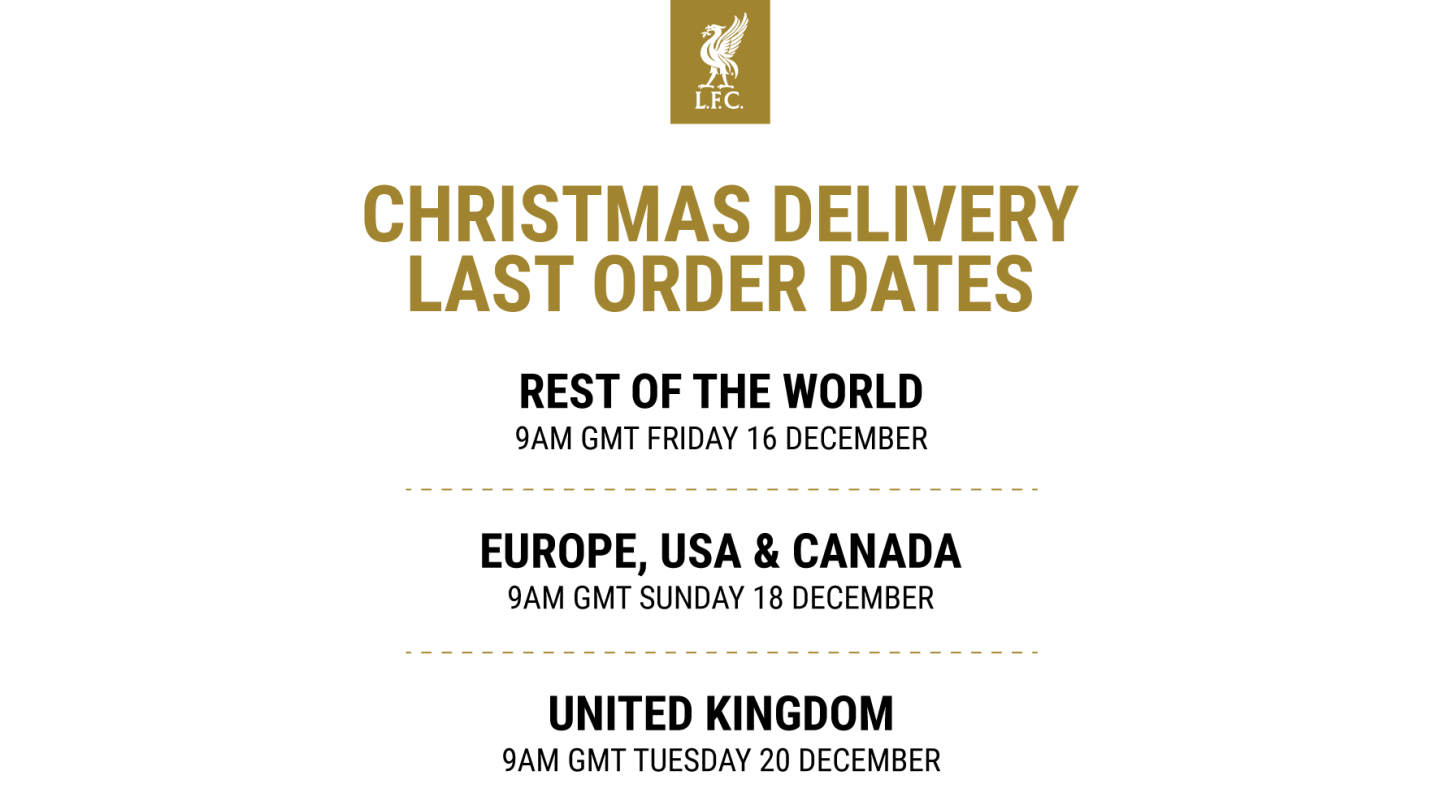 Last order dates for Christmas delivery - Liverpool FC