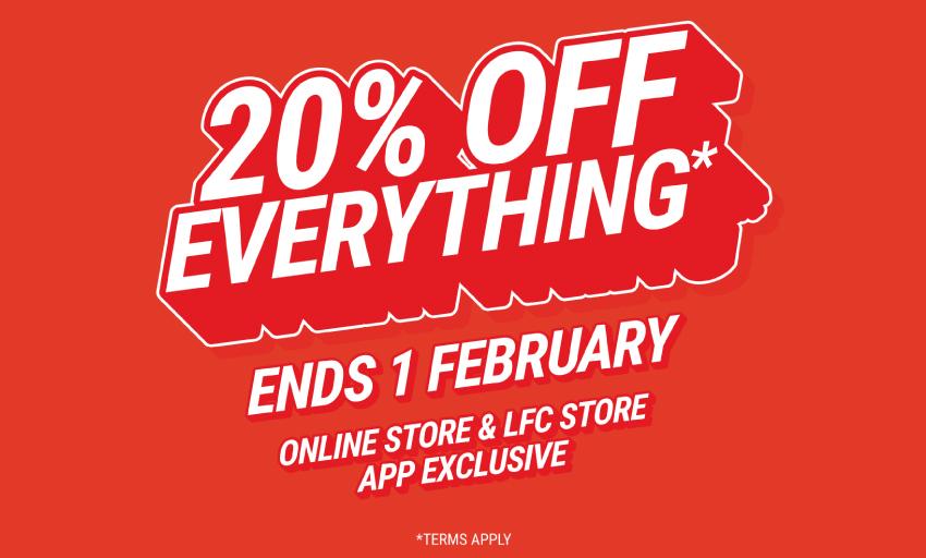 Last chance: Get 20 per cent off everything - Liverpool FC