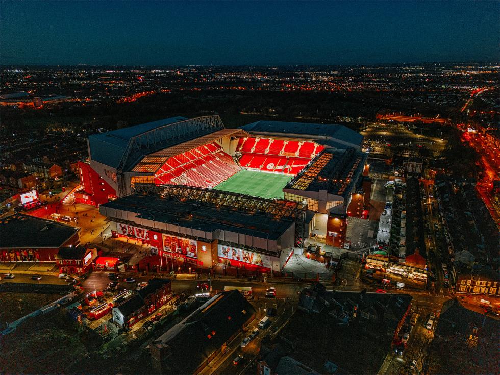 Skyview Of Anfield At Night Anfield From Above 📸